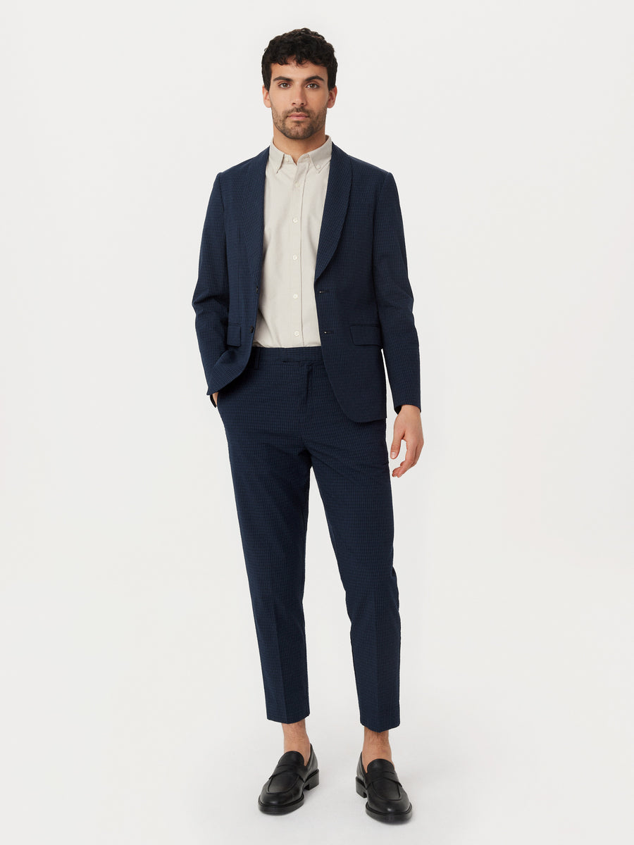 The Colin Tapered Seersucker Pant in Deep Blue – Frank And Oak Canada
